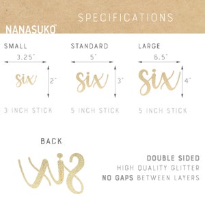 Six Cake Topper, 6th Birthday Cake Topper, Glitter Party Decorations ...