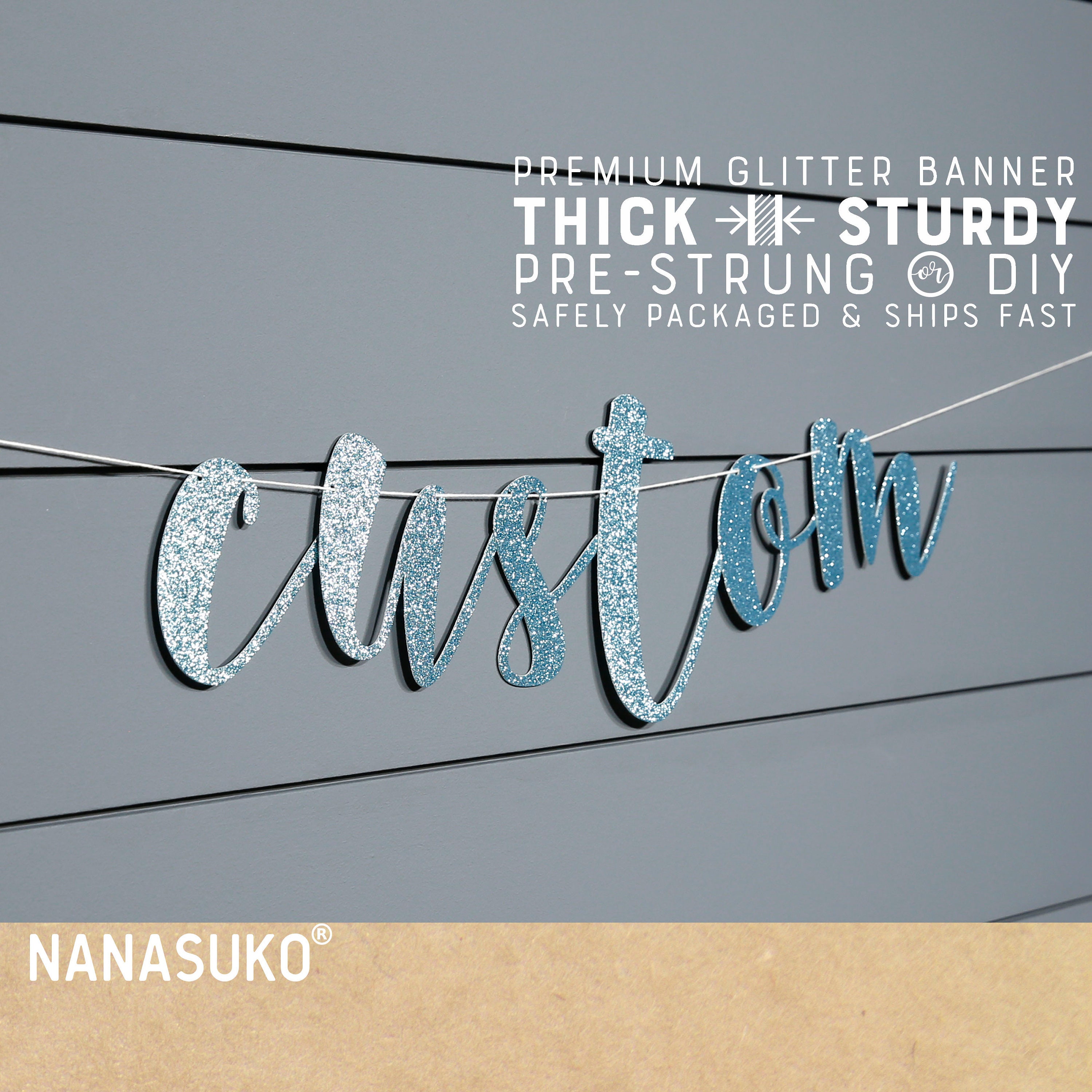 Custom Baby Blue Banner Personalized Banner Gold Glitter | Etsy