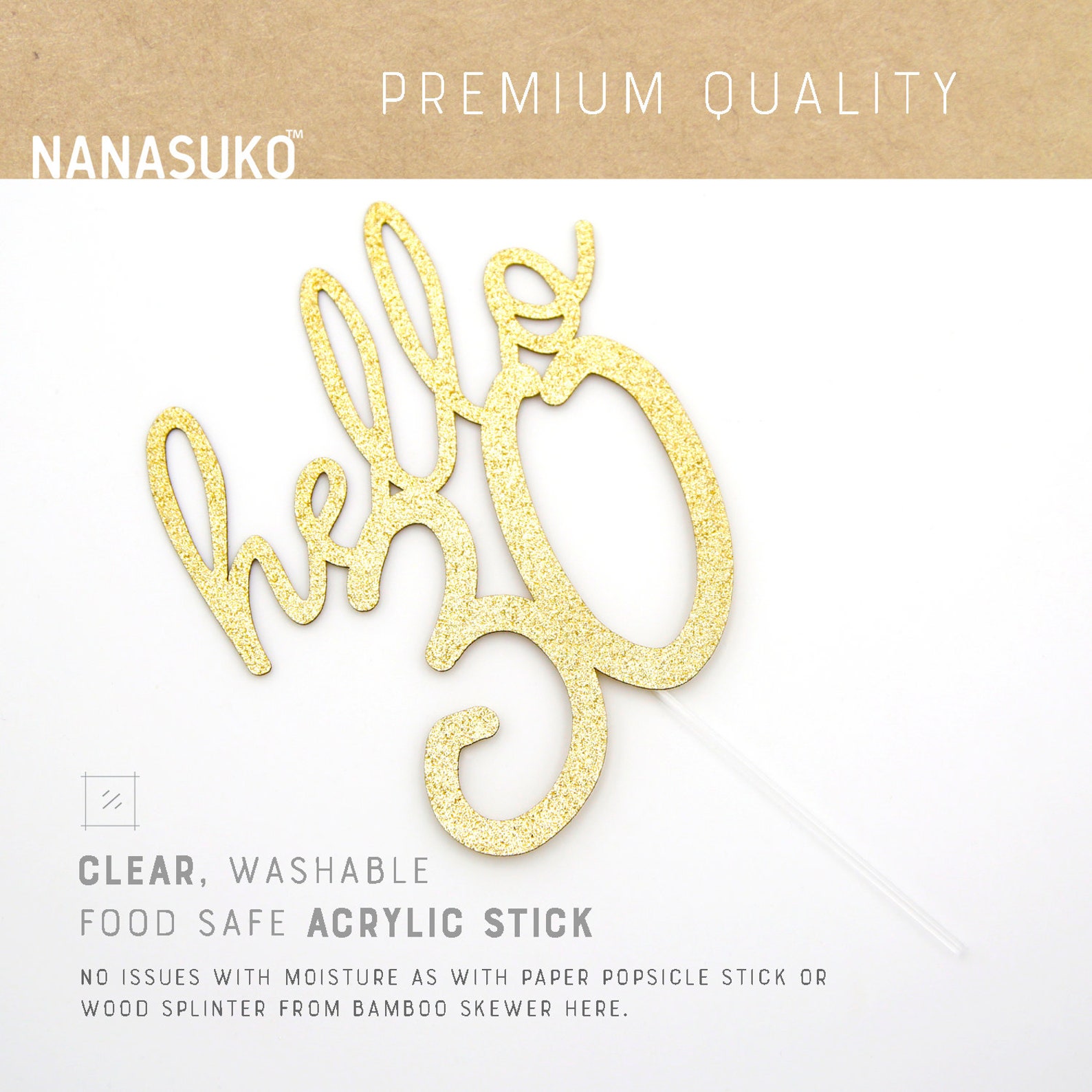 Birthday Cake Topper ANY Age Hello 30 DOUBLE SIDED Glitter | Etsy