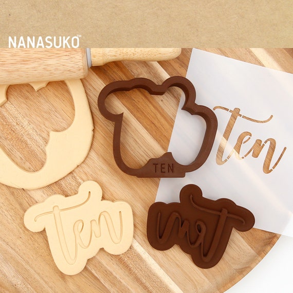 Ten Cookie Cutter Cookie Stamp or Stencil Cursive Lettering | Etsy