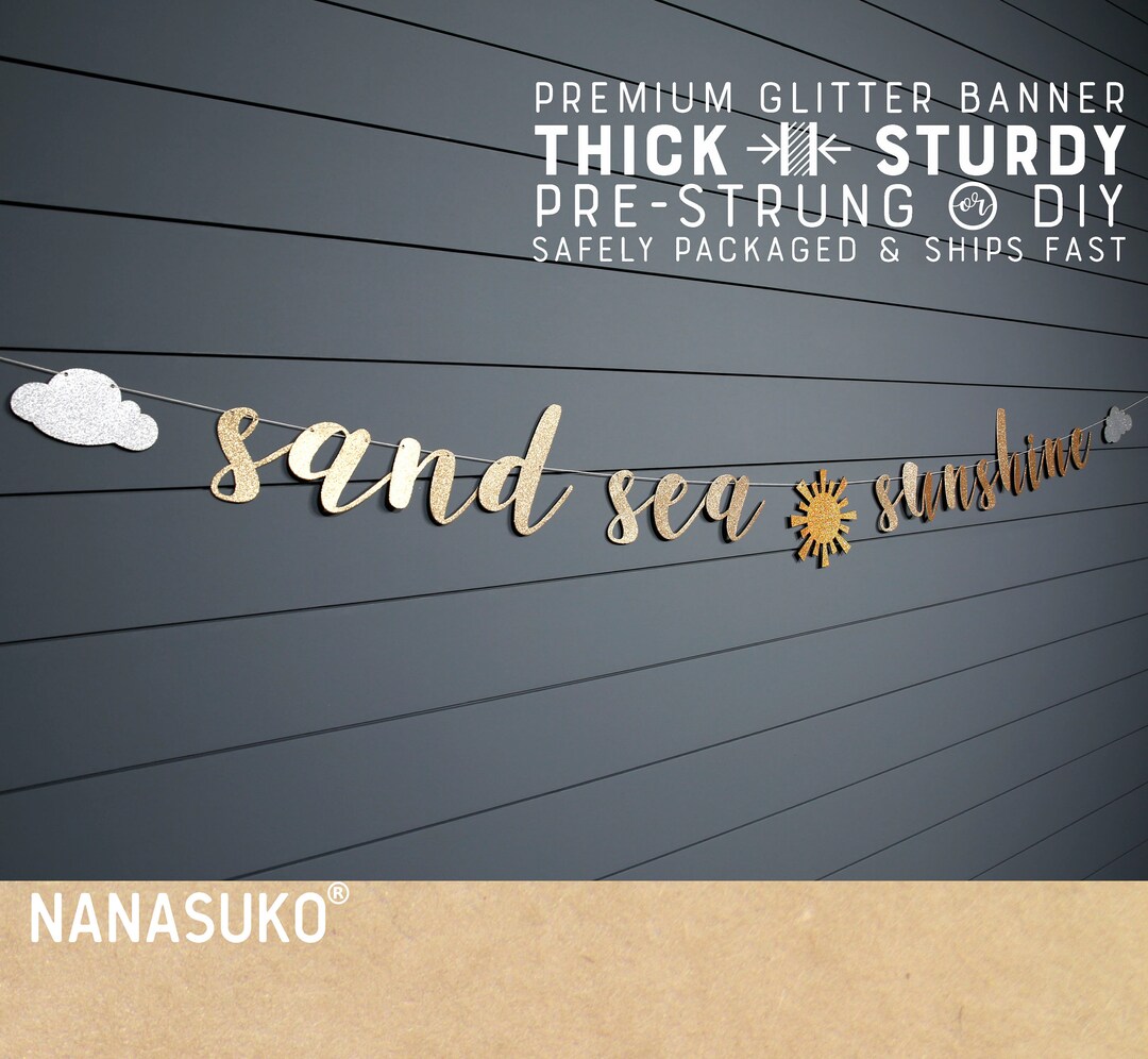 Sand Sea Sunshine Banner, Sunshine Theme Banner, Gold Glitter Banners ...