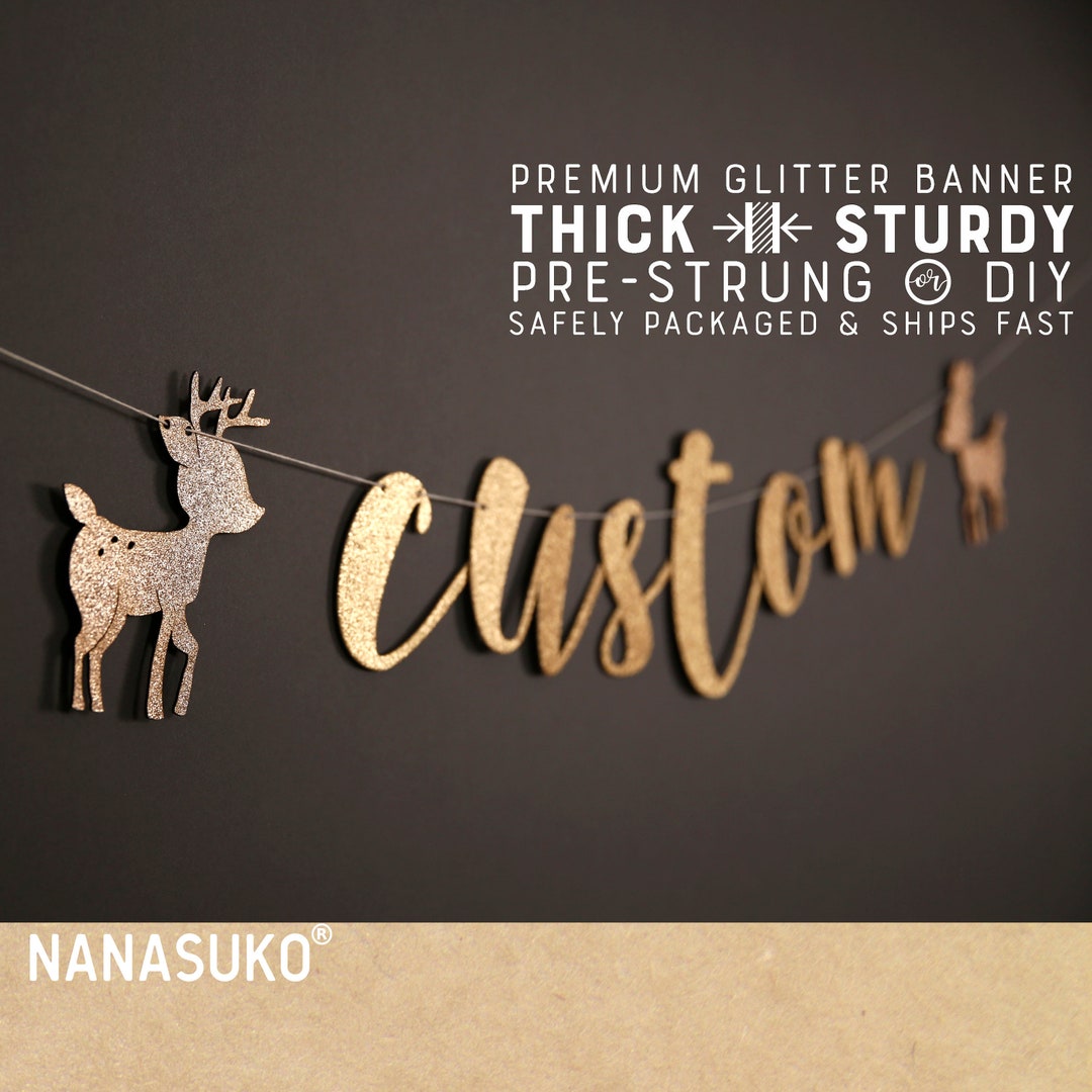 Custom Deer Banner, Personalized Banner, Gold Glitter Party Decorations ...