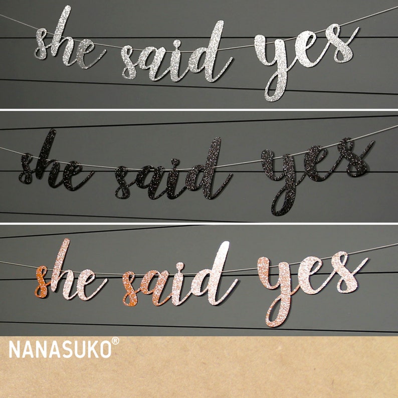 She Said Yes Banner, Bridal Shower Banner, Engagement Banner, Gold ...