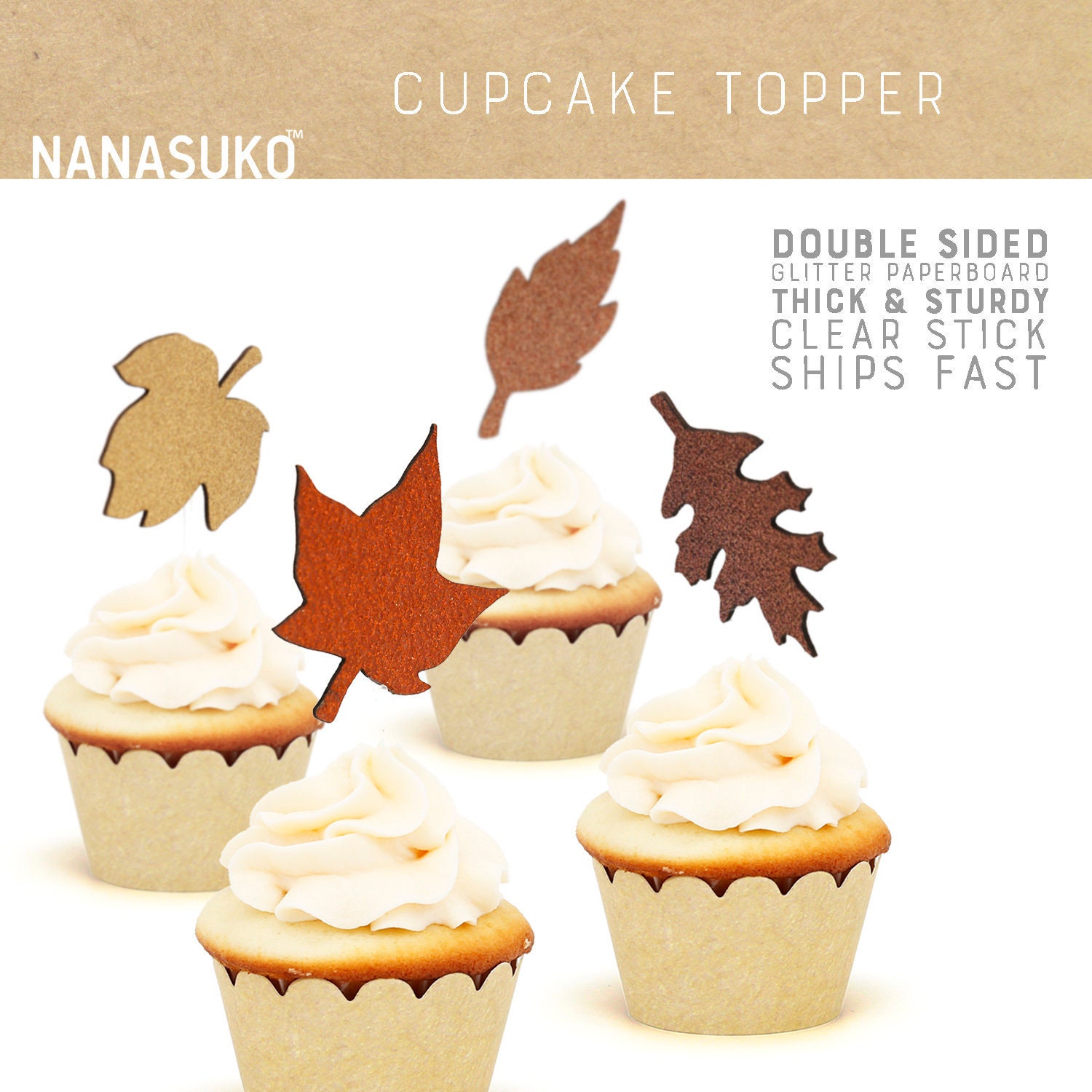 Fall Leaves Cupcake Toppers Thanksgiving Cupcake Toppers - Etsy