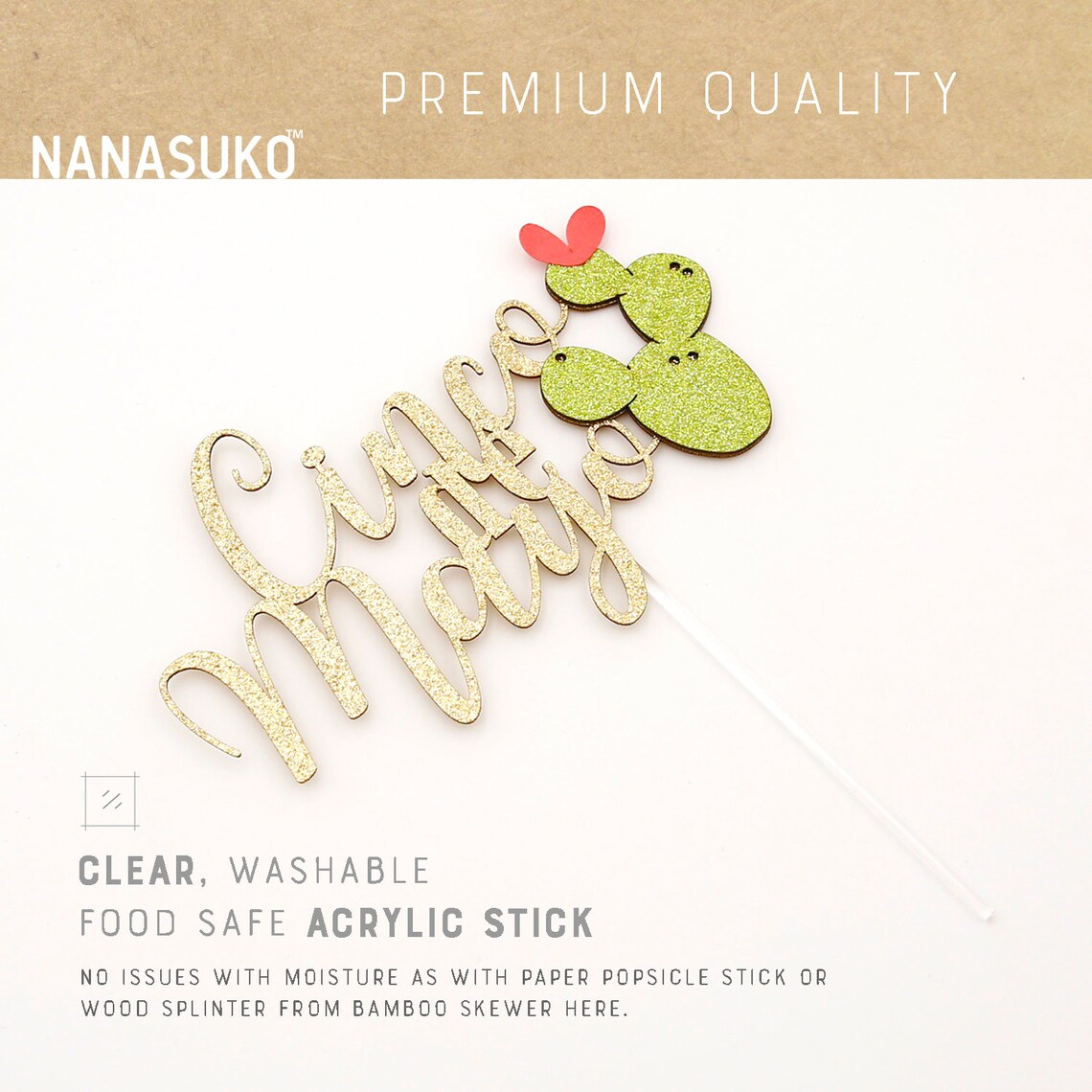 Cinco De Mayo Cake Topper, Cactus Cake Topper, Glitter Party ...