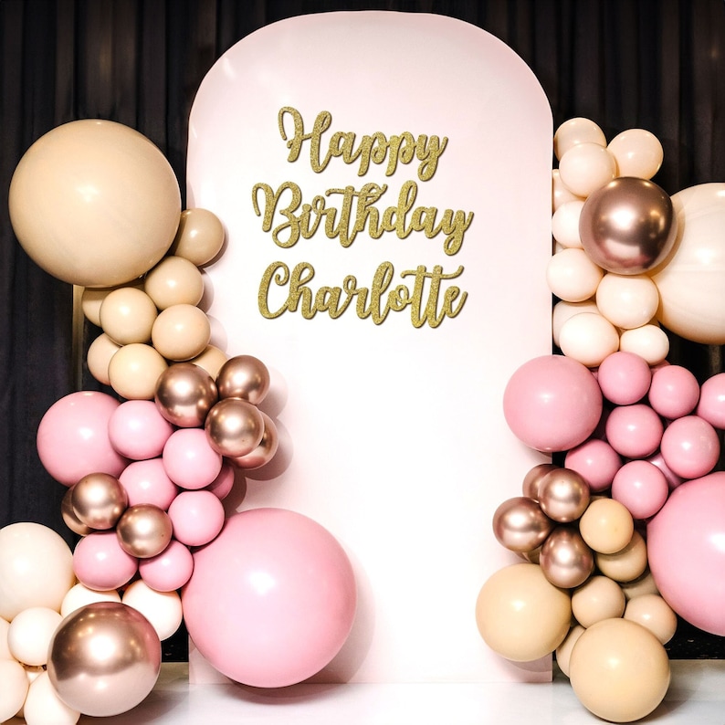 Birthday Backdrop Name Sign, Happy Birthday Cutout With 1 Custom Name ...