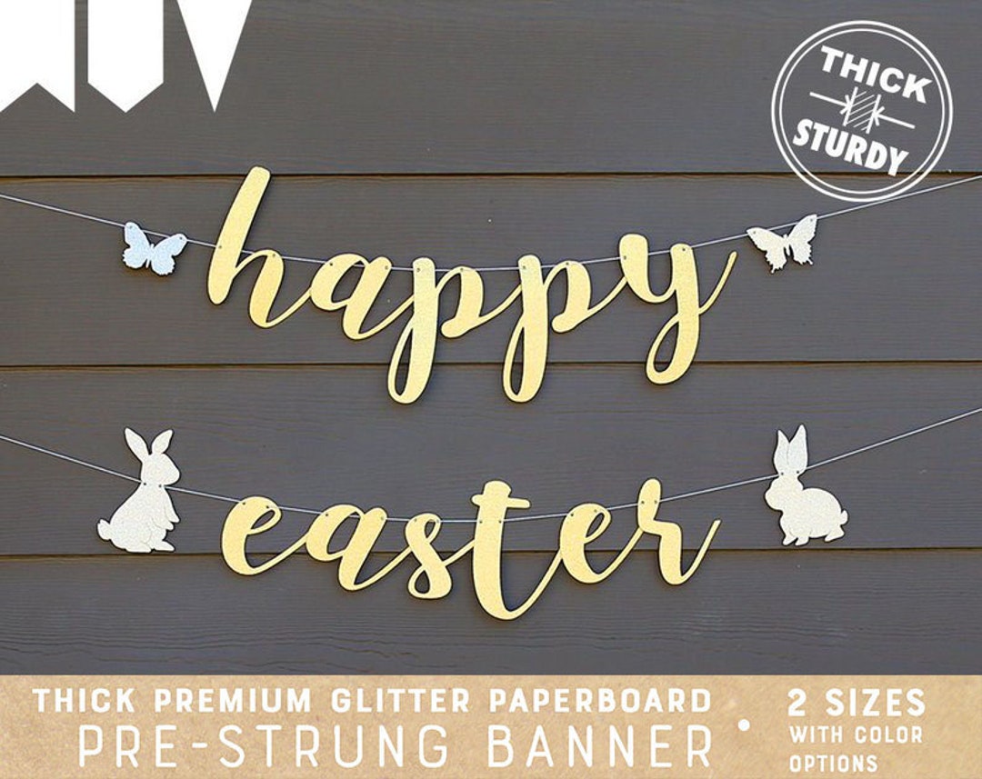 Happy Easter Banner, Bunny Sign, Spring Banner, Easter Decorations ...