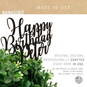 Happy Birthday Cake Topper With Personalized Name, DOUBLE SIDED GLITTER ...