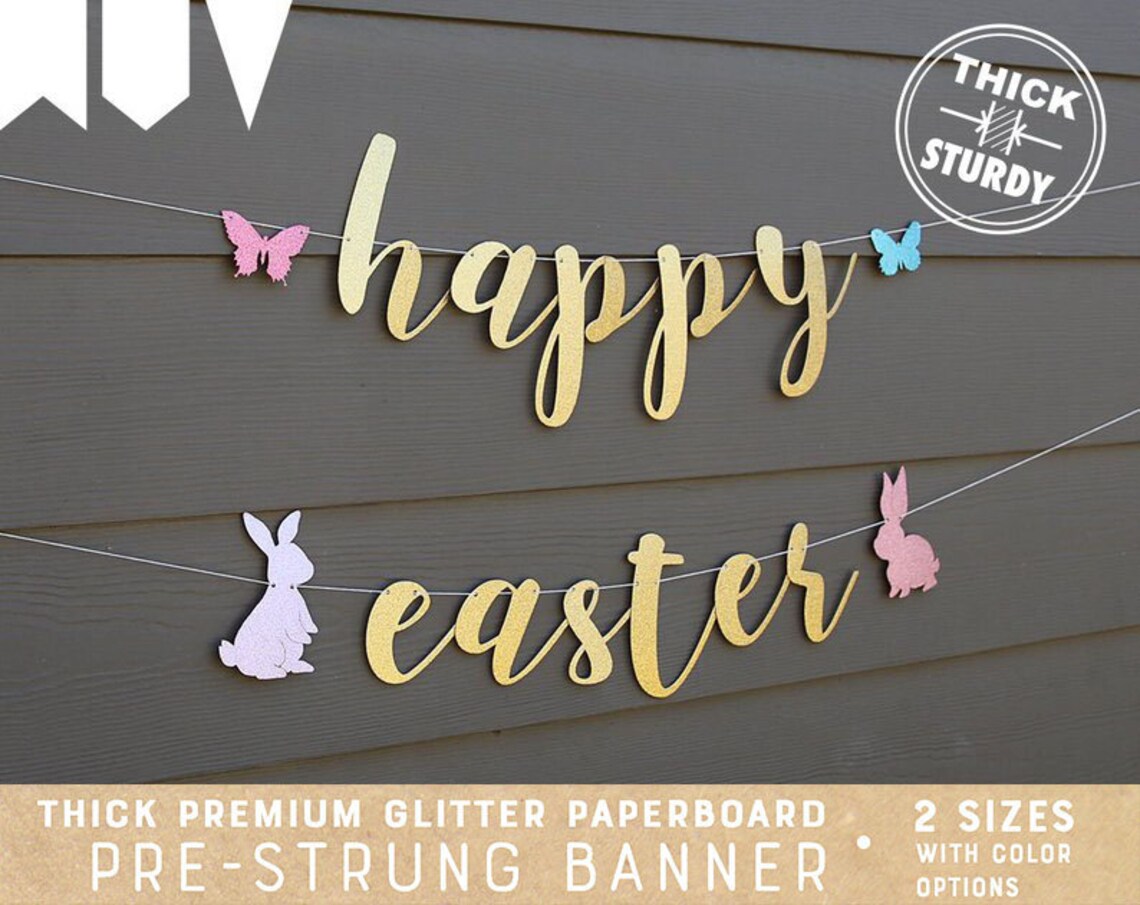 Happy Easter Banner Bunny Sign Spring Banner Easter - Etsy