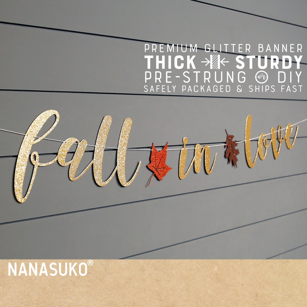 Fall in Love Banner, Gold Glitter Party Decorations, Cursive Banner - Etsy