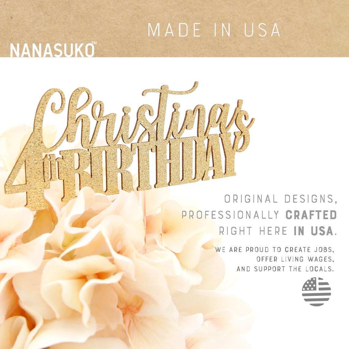 4th Birthday Cake Topper, Personalized Cake Topper, ANY AGE Custom Cake ...