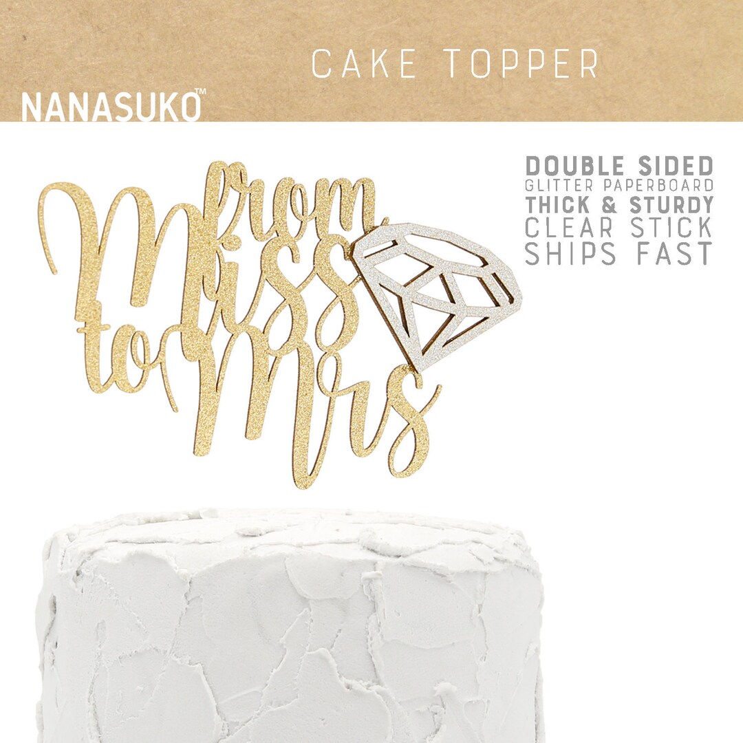 From Miss to Mrs Cake Topper With Diamond, Bridal Shower Cake Topper ...