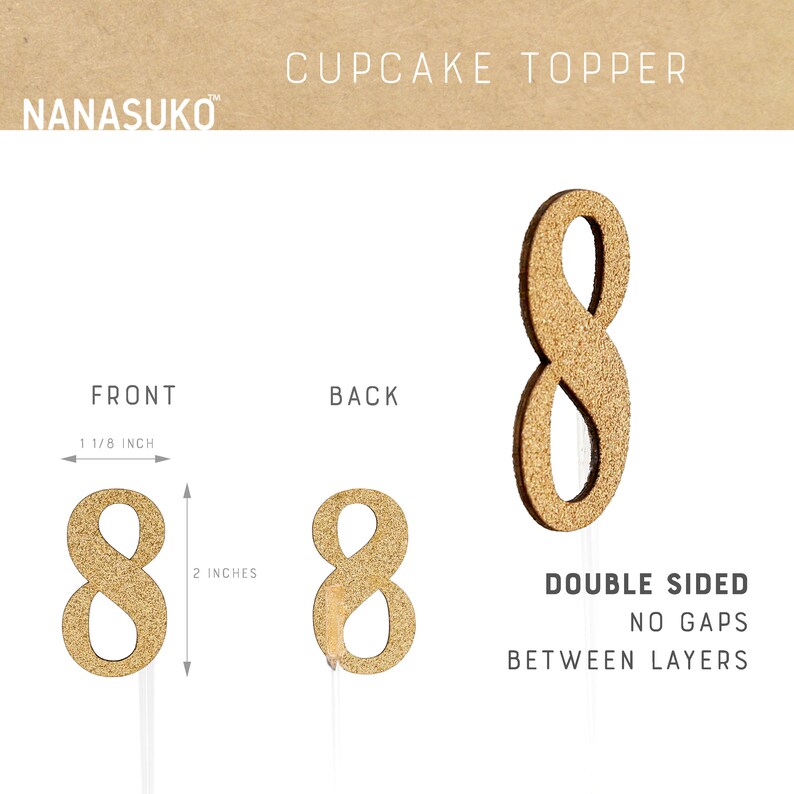 8 Cupcake Toppers 8th Birthday Cupcake Toppers Double Sided - Etsy