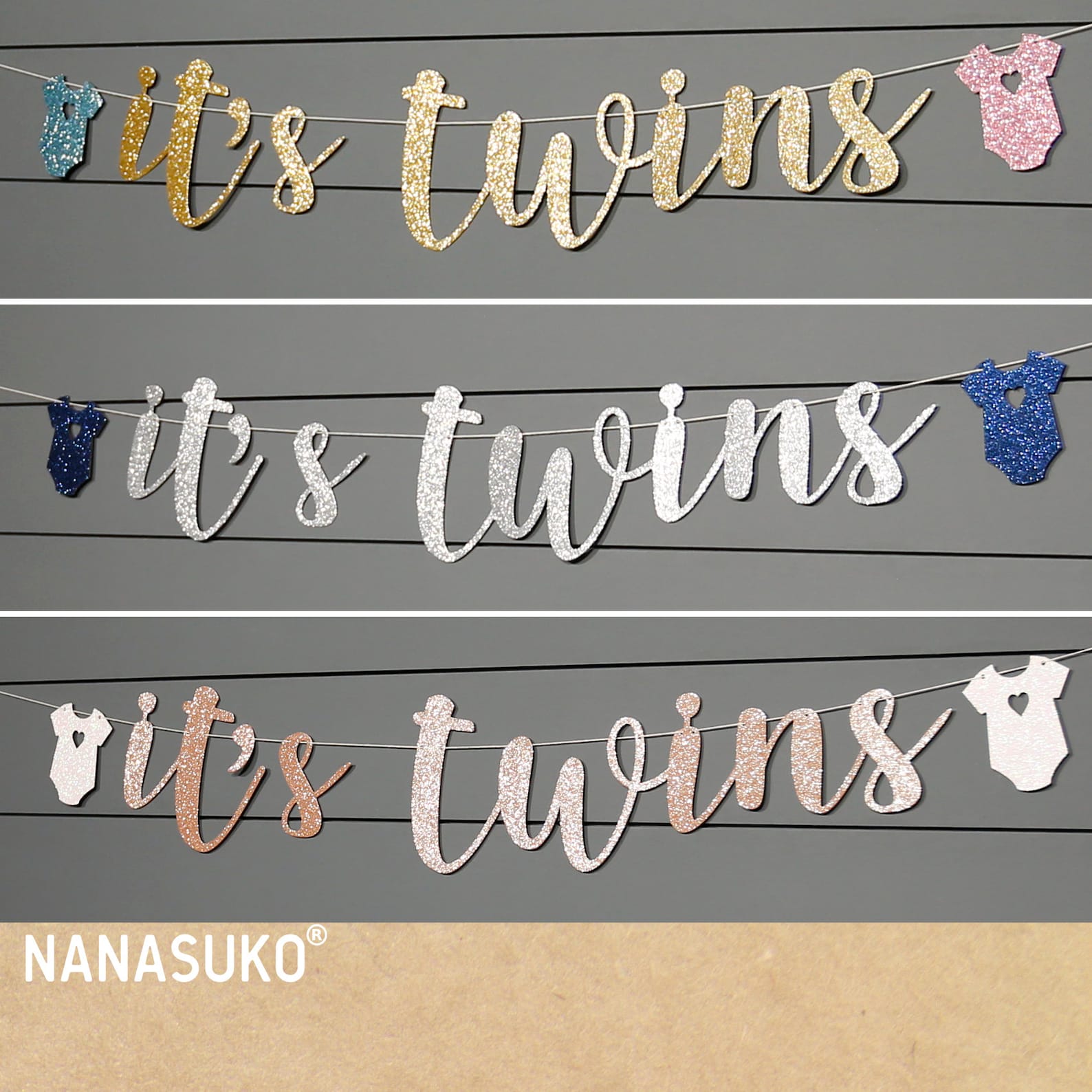 It's Twins Banner With Onesies Gender Reveal Banner Baby - Etsy