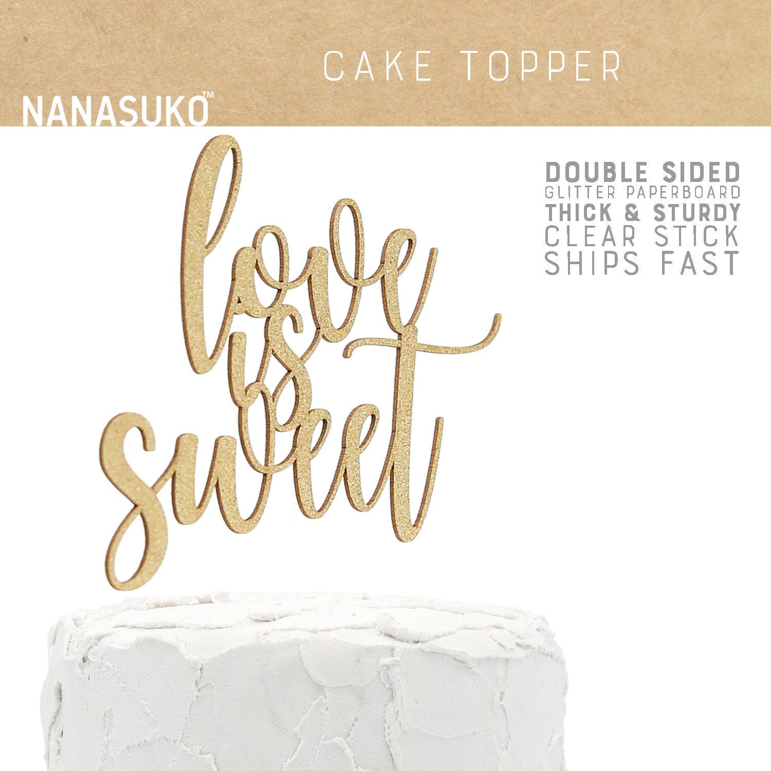 Love is Sweet Cake Topper, Sweet Table Cake Topper, Bridal Shower ...