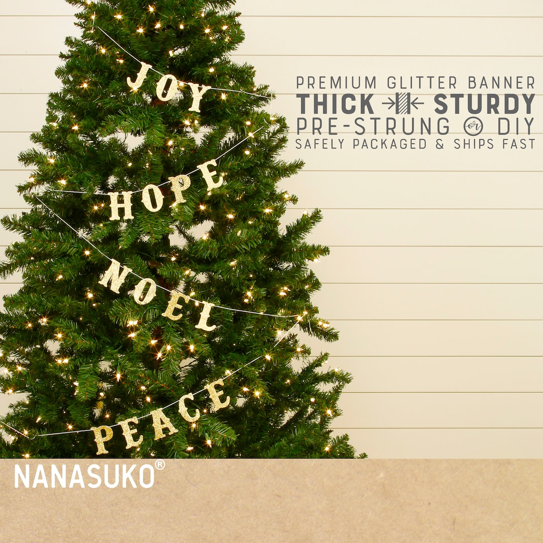 Christmas Tree Banner, Joy Hope Noel Peace, Christmas Tree Wrap ...