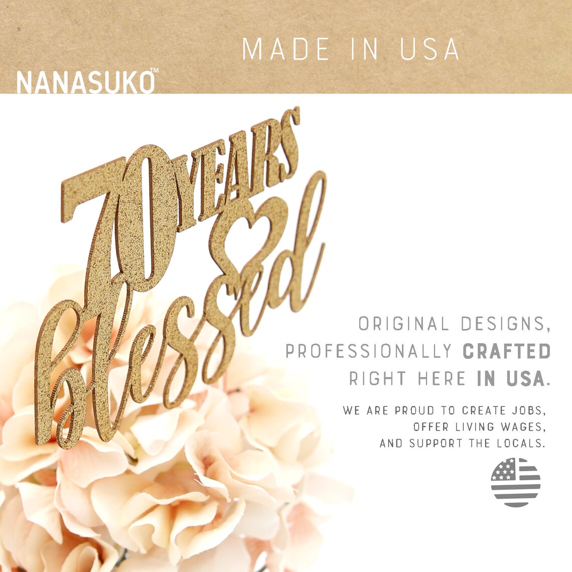 70 Years Blessed Cake Topper, 70th Birthday Cake Topper, 70th ...