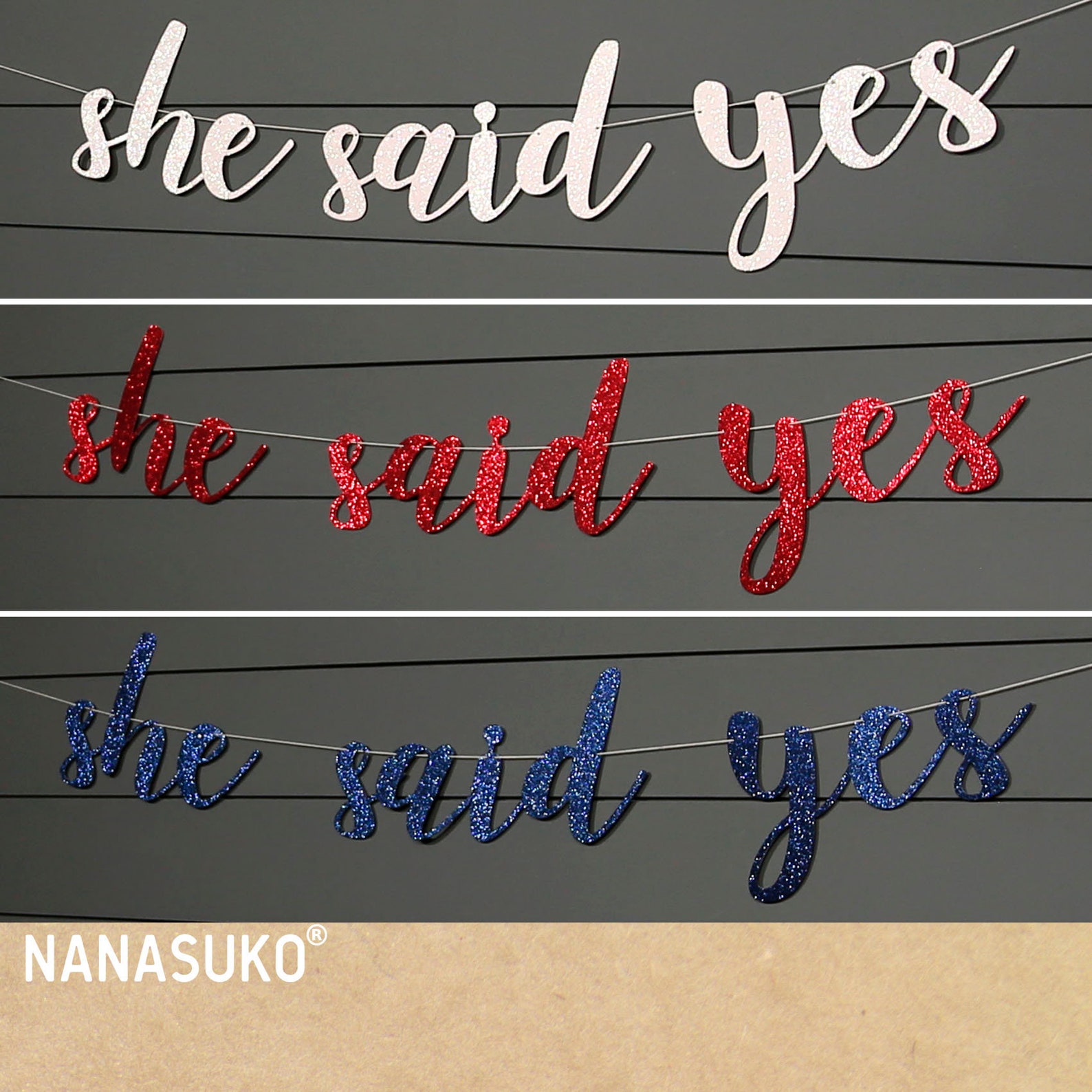 She Said Yes Banner, Bridal Shower Banner, Engagement Banner, Gold ...