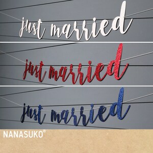 Just Married Silver Banner, Wedding Banner, Gold Glitter Party ...