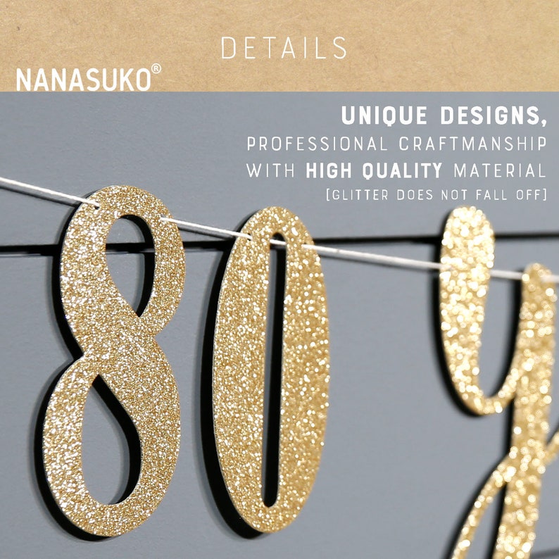 80th Birthday Banner 80 Years Loved Banner Glitter Banner - Etsy