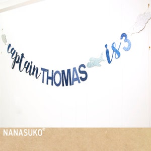 Captain Banner With Personalized Age and Name, Airplane Birthday Banner ...