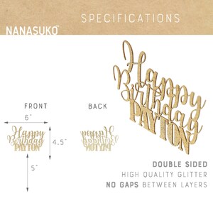 Happy Birthday Cake Topper With Personalized Name, Cursive Cake Topper ...