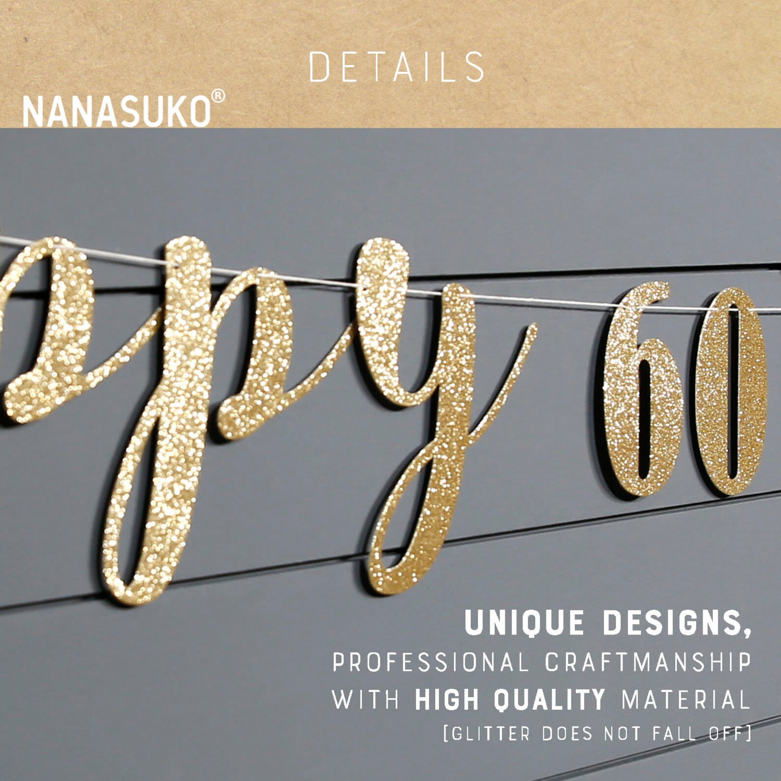 60th Birthday Banner Happy 60th Birthday Glitter Banner - Etsy