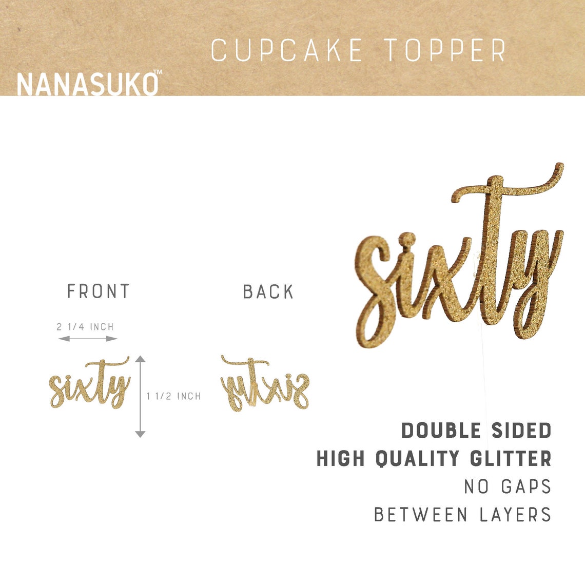 Sixty Cupcake Toppers 60th Birthday Cupcake Toppers Double - Etsy