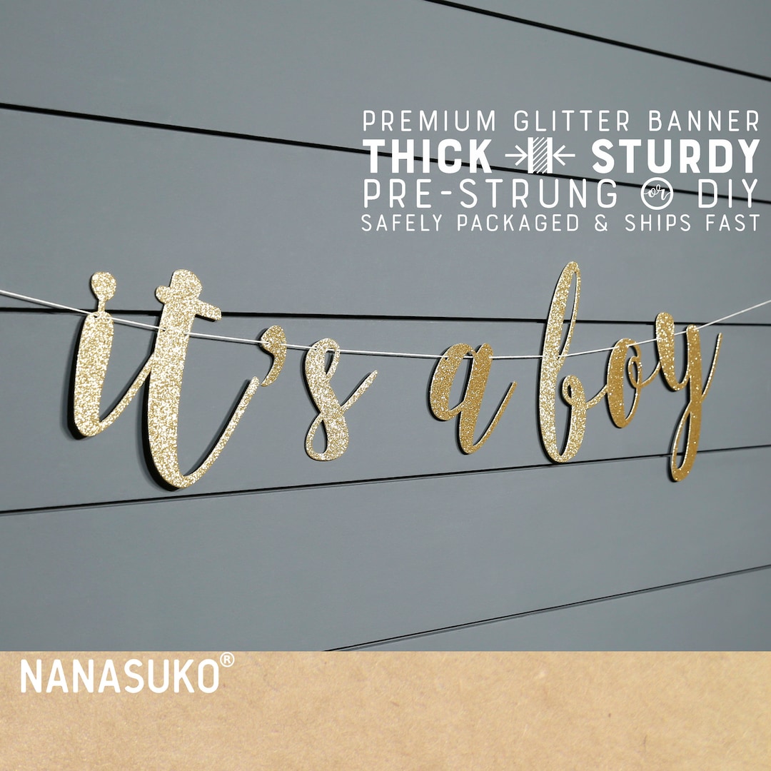 It's a Boy Banner, Baby Shower Banner, Gold Glitter Party Decorations ...