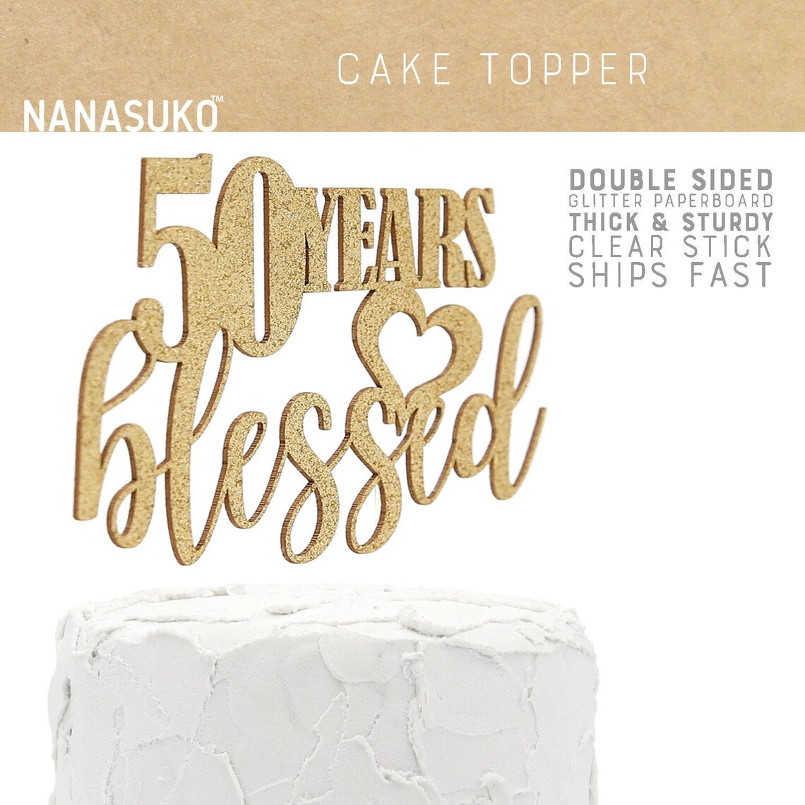 50 Years Blessed Cake Topper, 50th Birthday Cake Topper, 50th ...