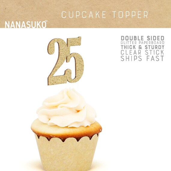 25 Cupcake Toppers 25th Birthday Cupcake Toppers 25th | Etsy