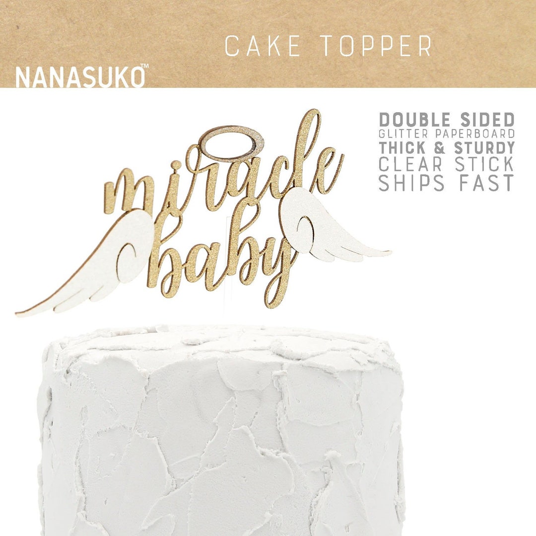 Miracle Baby Cake Topper, Baby Shower Cake Topper, Gold Glitter Party ...