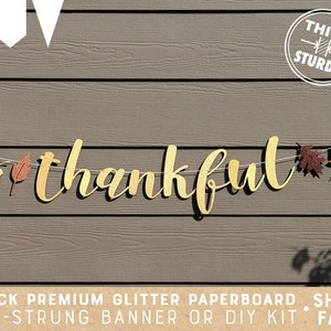 Thankful Banner, Gold Glitter Party Decorations, Fall Decor, Cursive ...