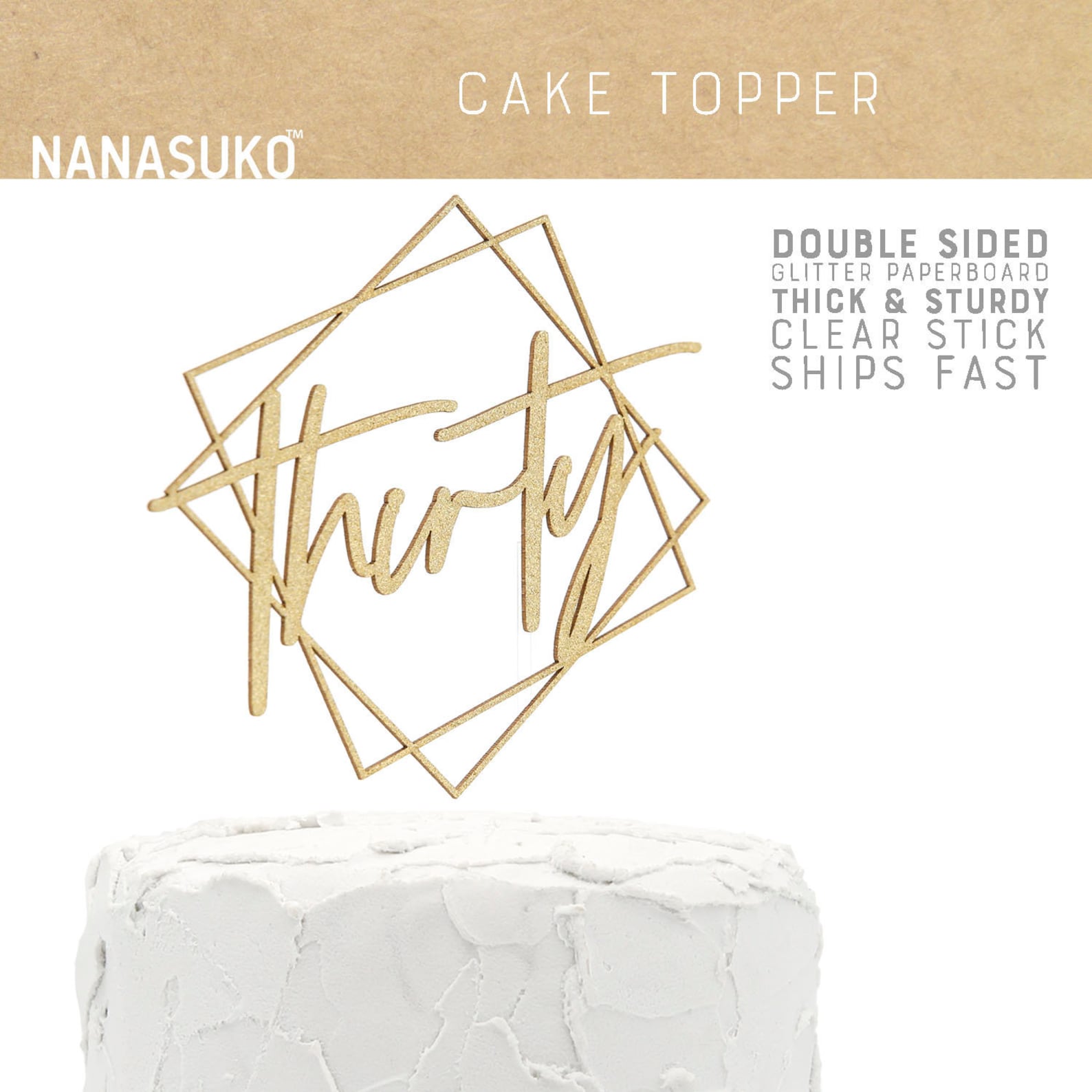 Thirty Cake Topper, 30th Birthday Cake Topper, Modern Geometric Frame ...