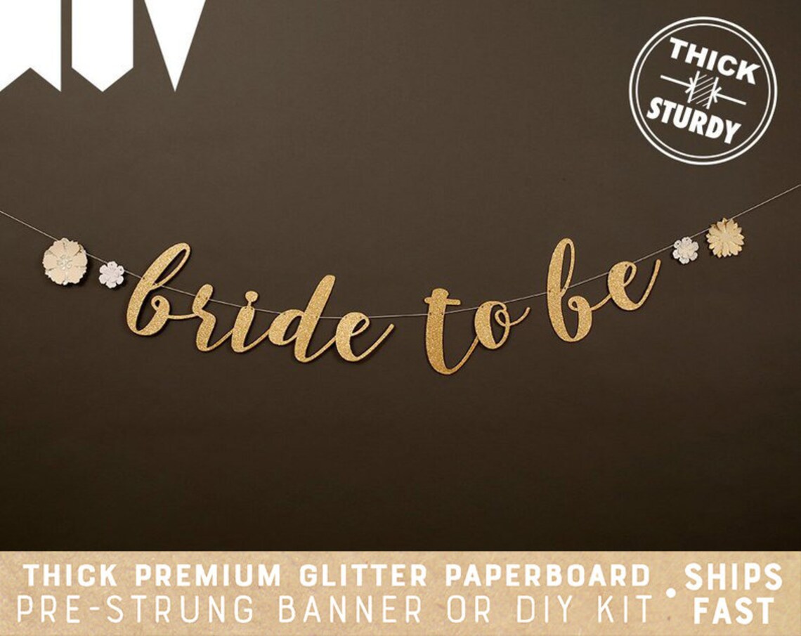 Bride to Be Banner, With Flowers, Floral Bridal Shower Decor, Glitter ...