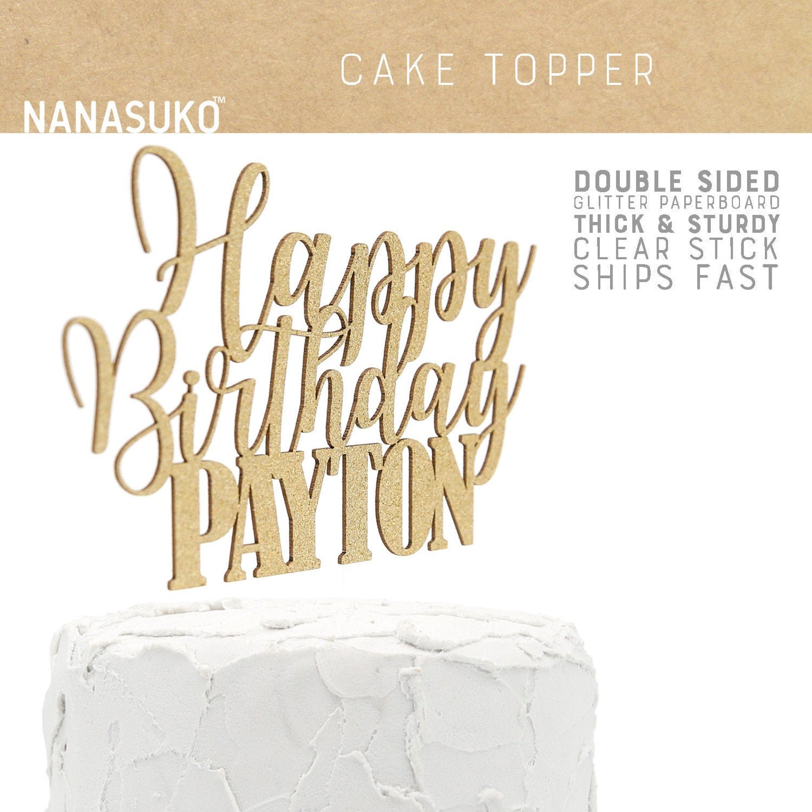 Happy Birthday Cake Topper With Personalized Name Cursive - Etsy