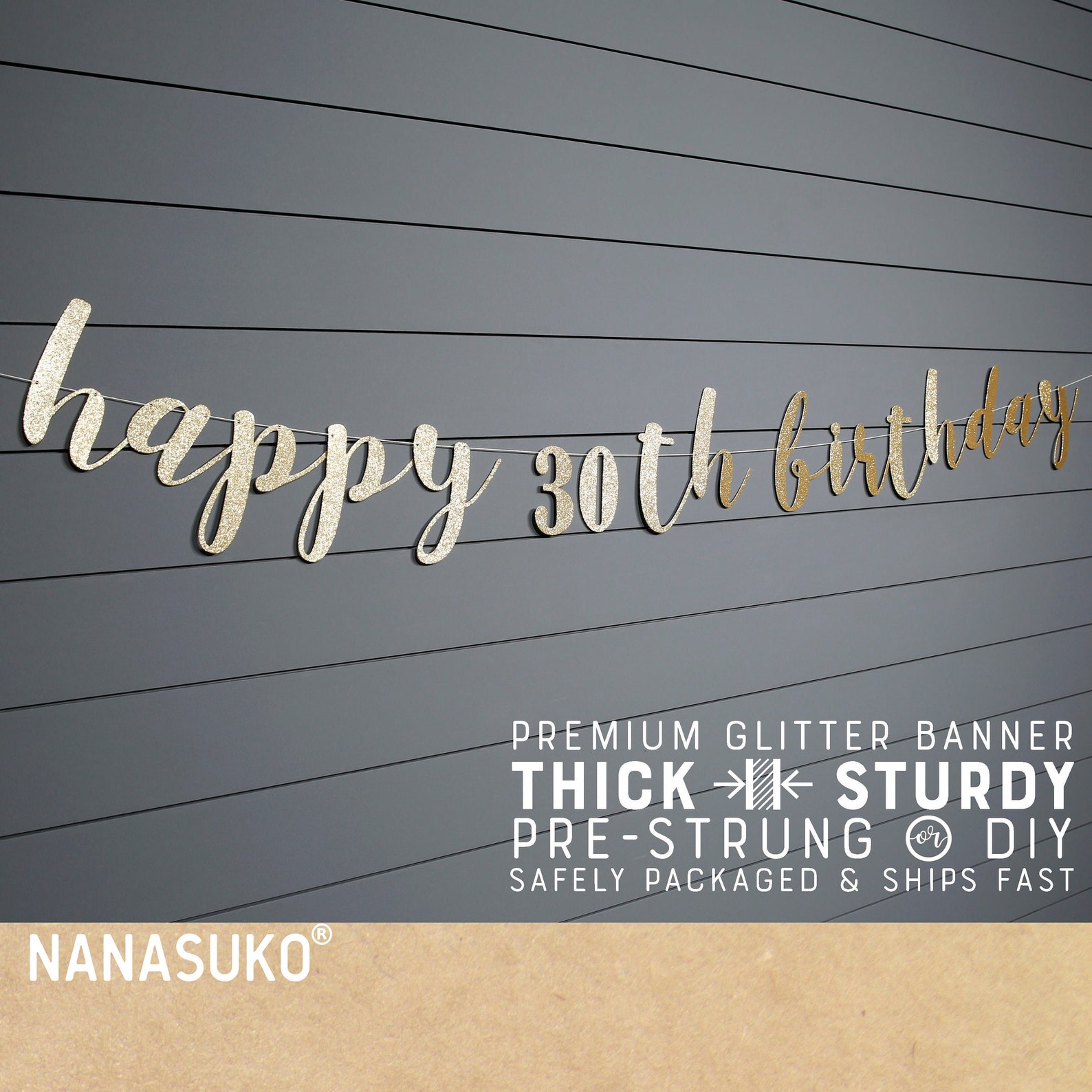 30th Birthday Banner, Happy 30th Birthday, Glitter Banner, 30th ...