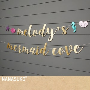 Mermaid Cove Banner With Personalized Name, Mermaid Birthday Party ...