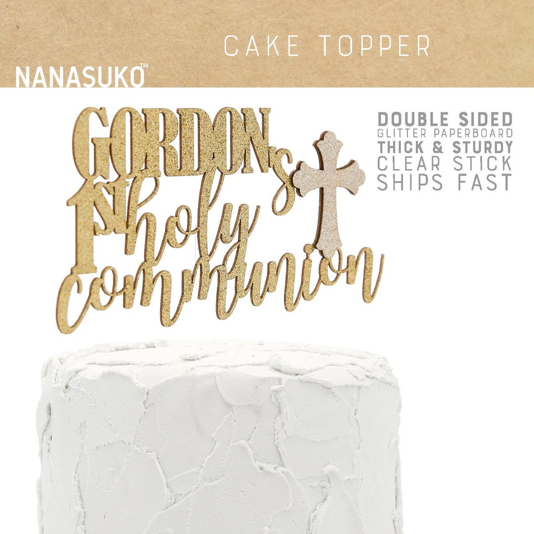 1st Holy Communion Cake Topper With Personalized Name, Baptism Cake ...