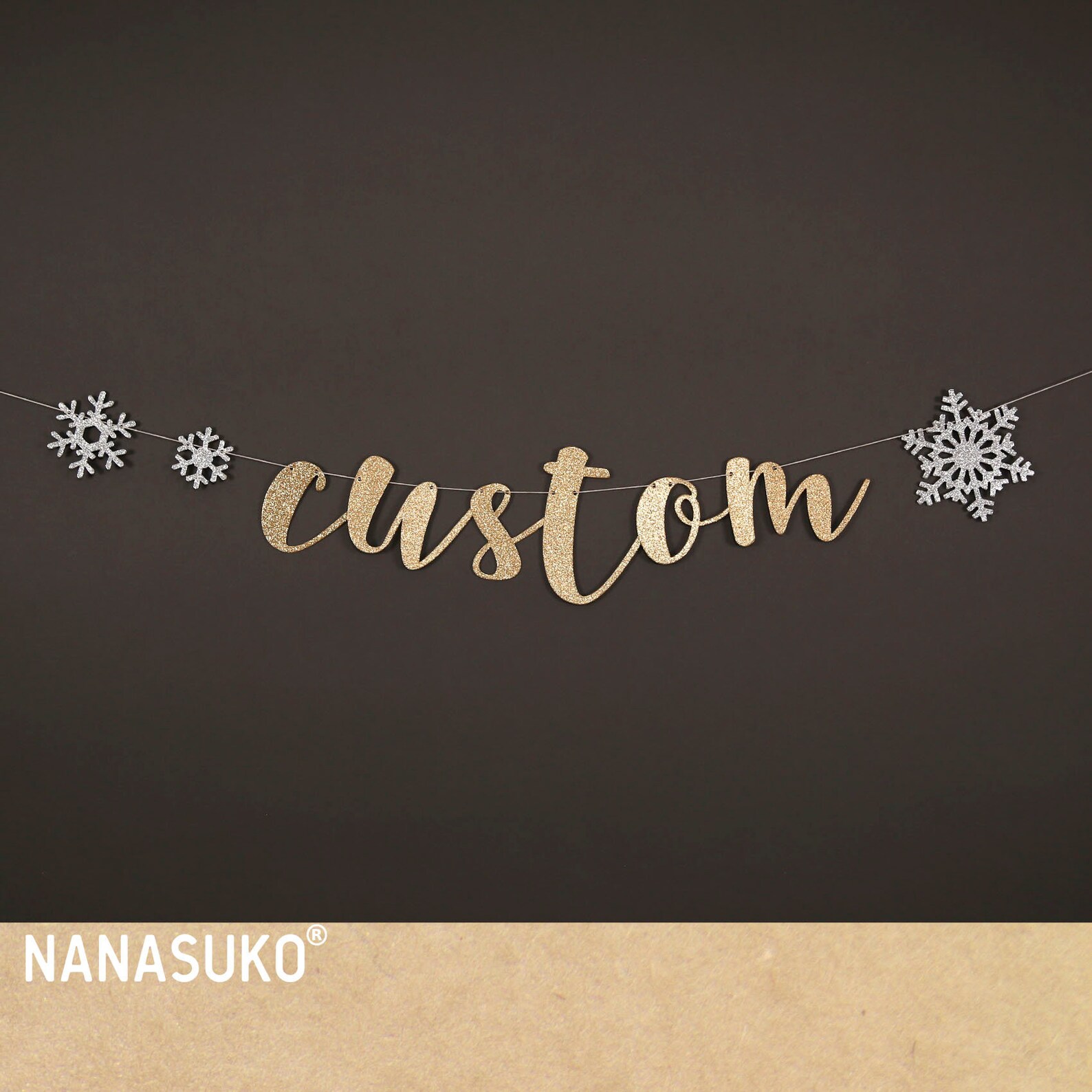 Custom Snowflake Banner, Personalized Banner, Gold Glitter Party ...