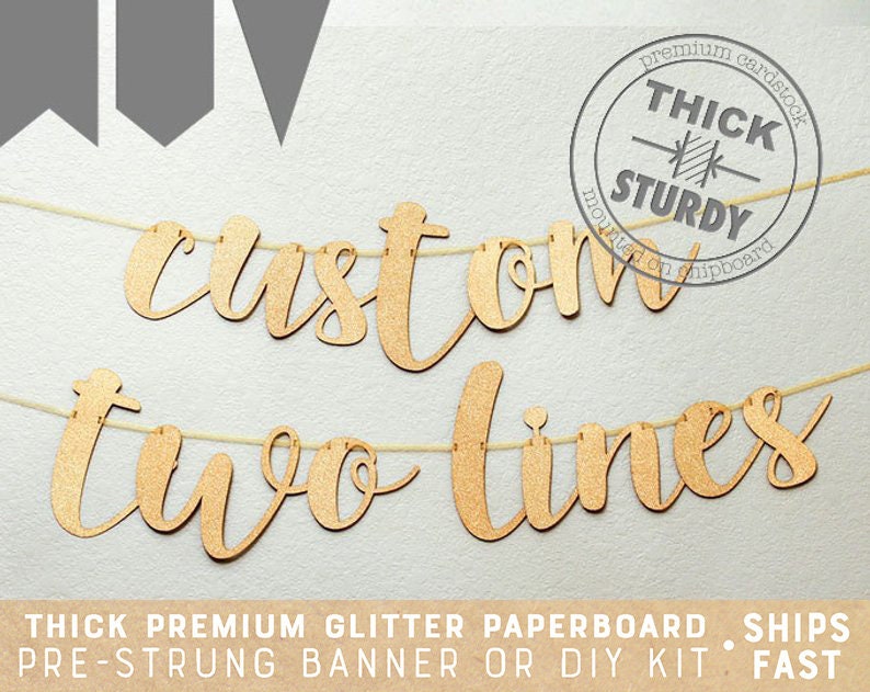 Custom banner Personalized banner two lines for long text | Etsy