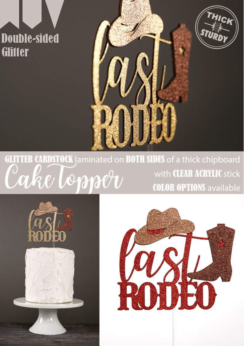 Last rodeo cake topper western theme bachelorette cake | Etsy