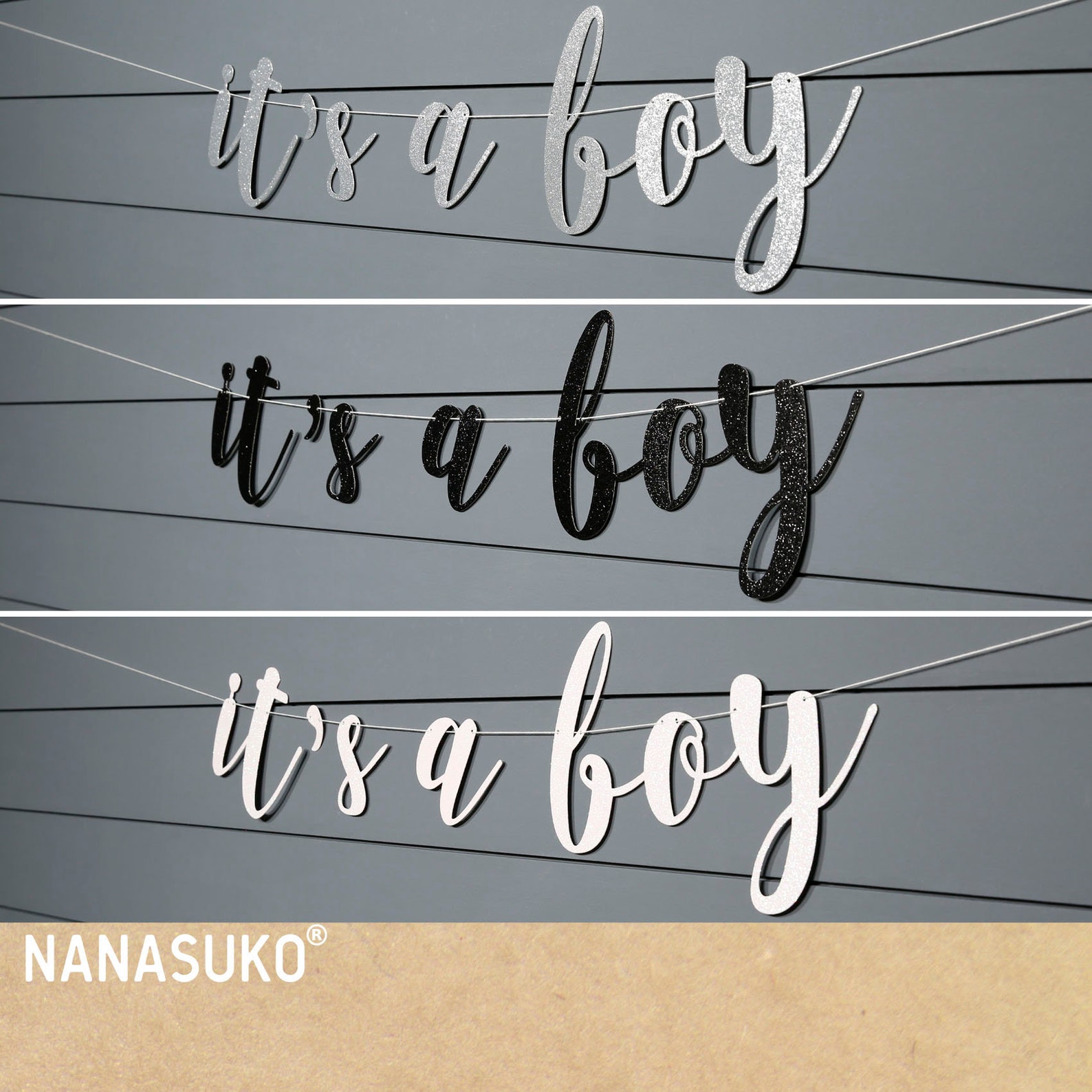 It's a Boy Banner Baby Shower Banner Gold Glitter Party - Etsy