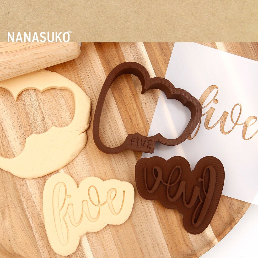Five Cookie Cutter, Cookie Stamp, or Stencil, Cursive Lettering Cookie ...