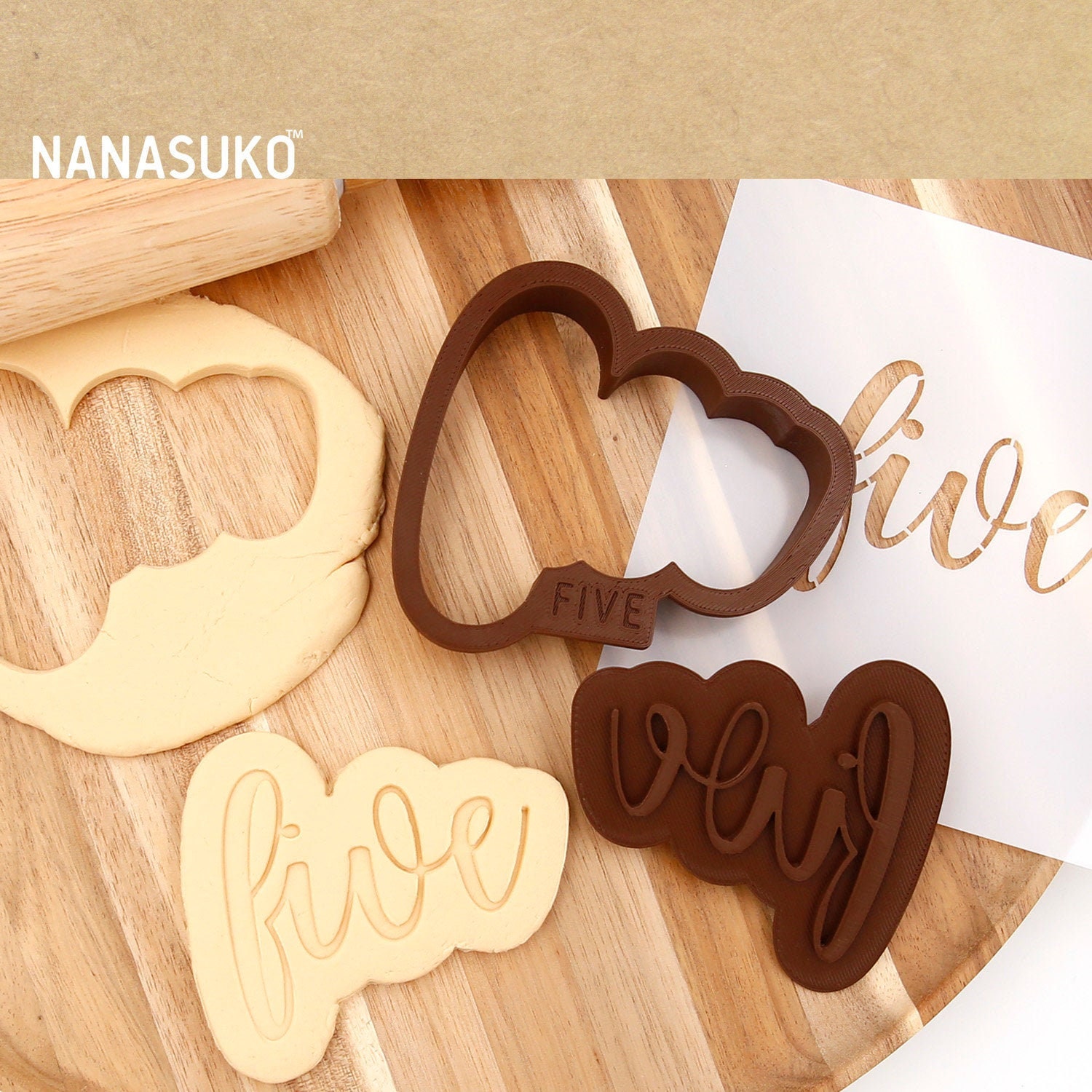 Five Cookie Cutter Cookie Stamp or Stencil Cursive - Etsy