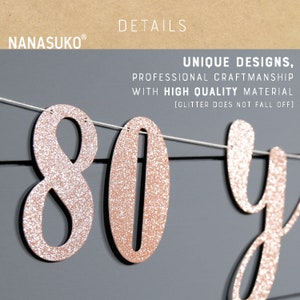 80th Birthday Banner Rose Gold 80 Years Loved Banner Glitter - Etsy
