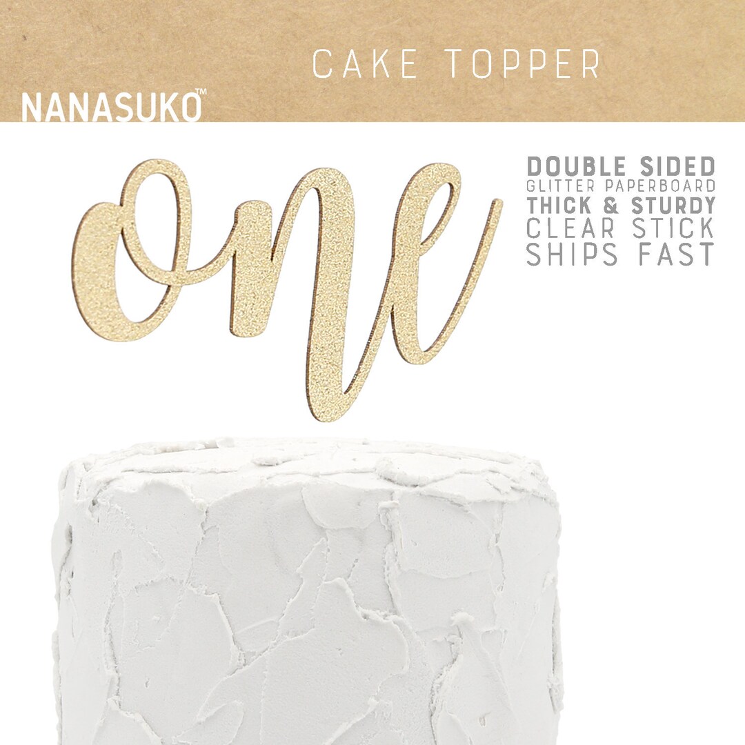 One Cake Topper, First Birthday Cake Topper, Gold Glitter Party ...