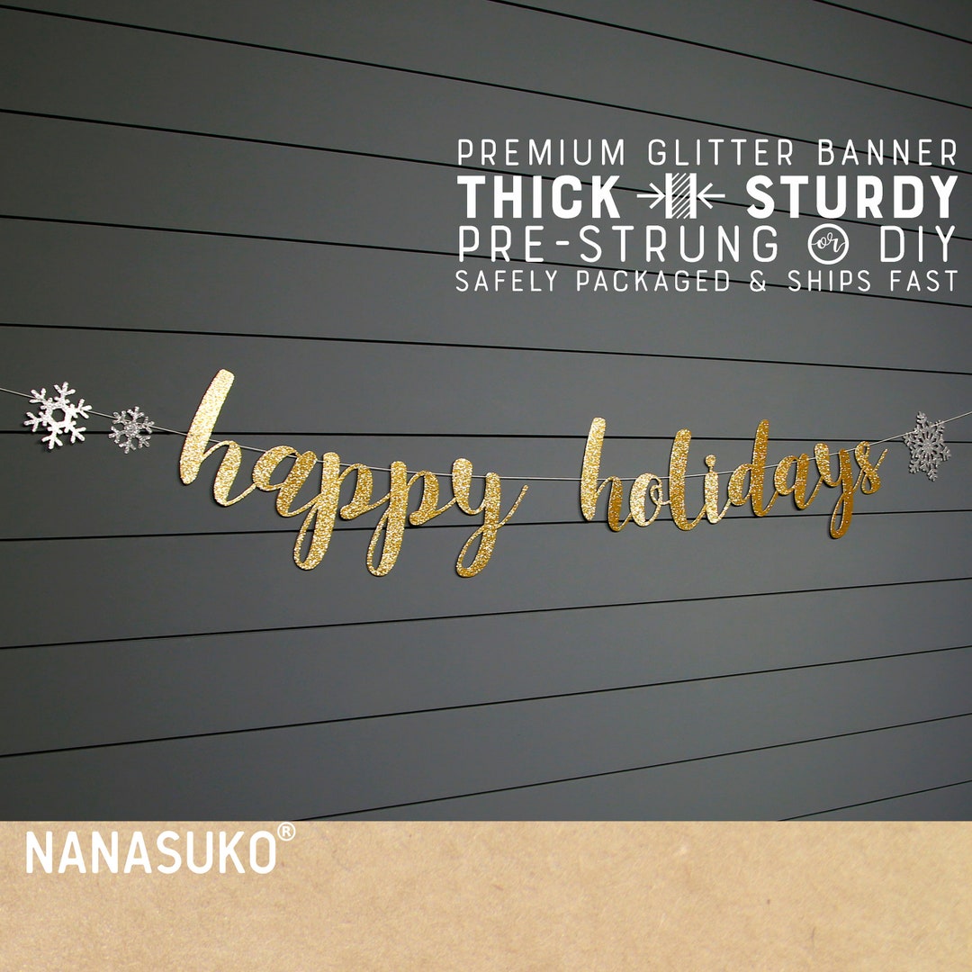 Happy Holidays Banner, With Snowflakes, Christmas Banner, Glitter Party ...