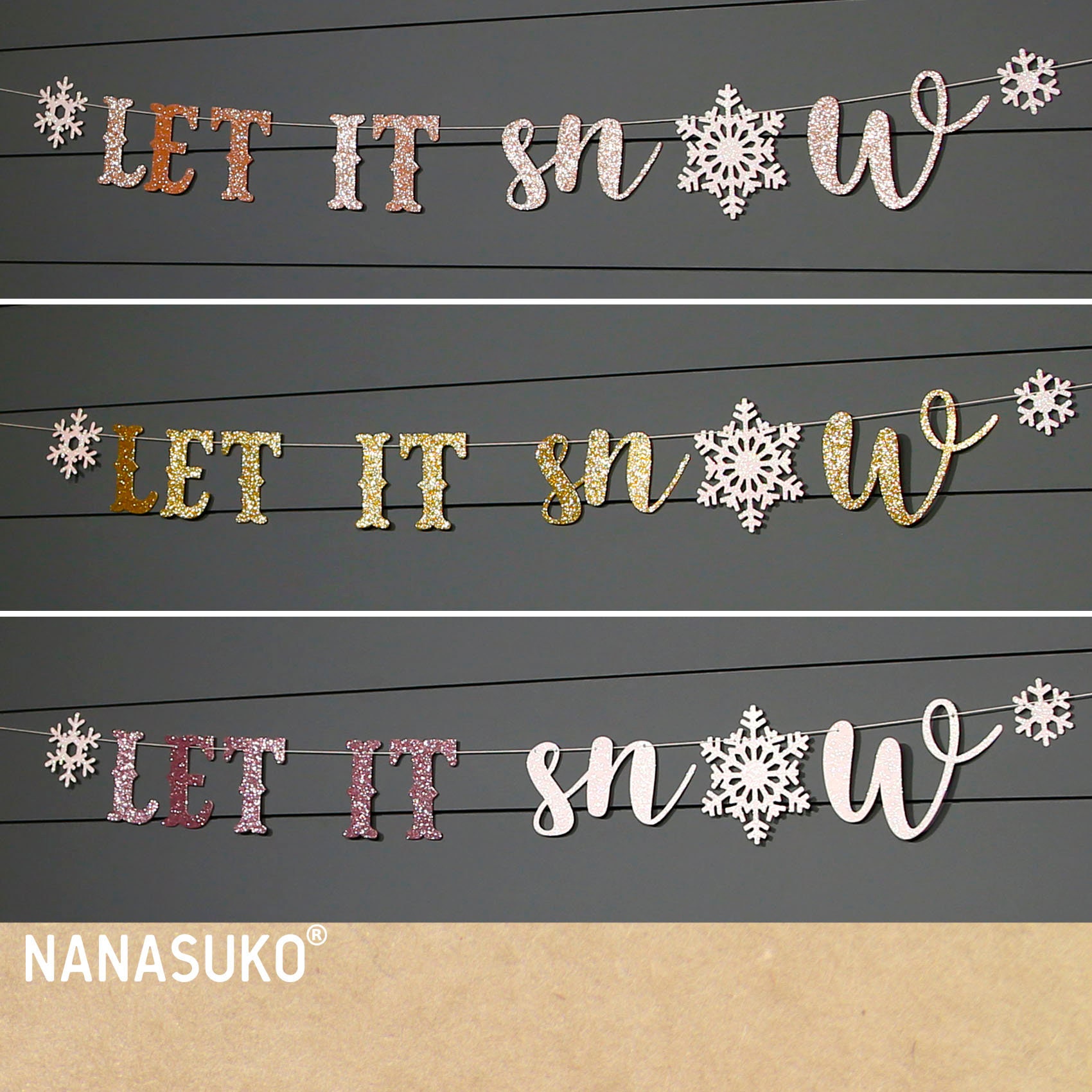 LET IT snow banner with snowflakes winter theme wedding | Etsy