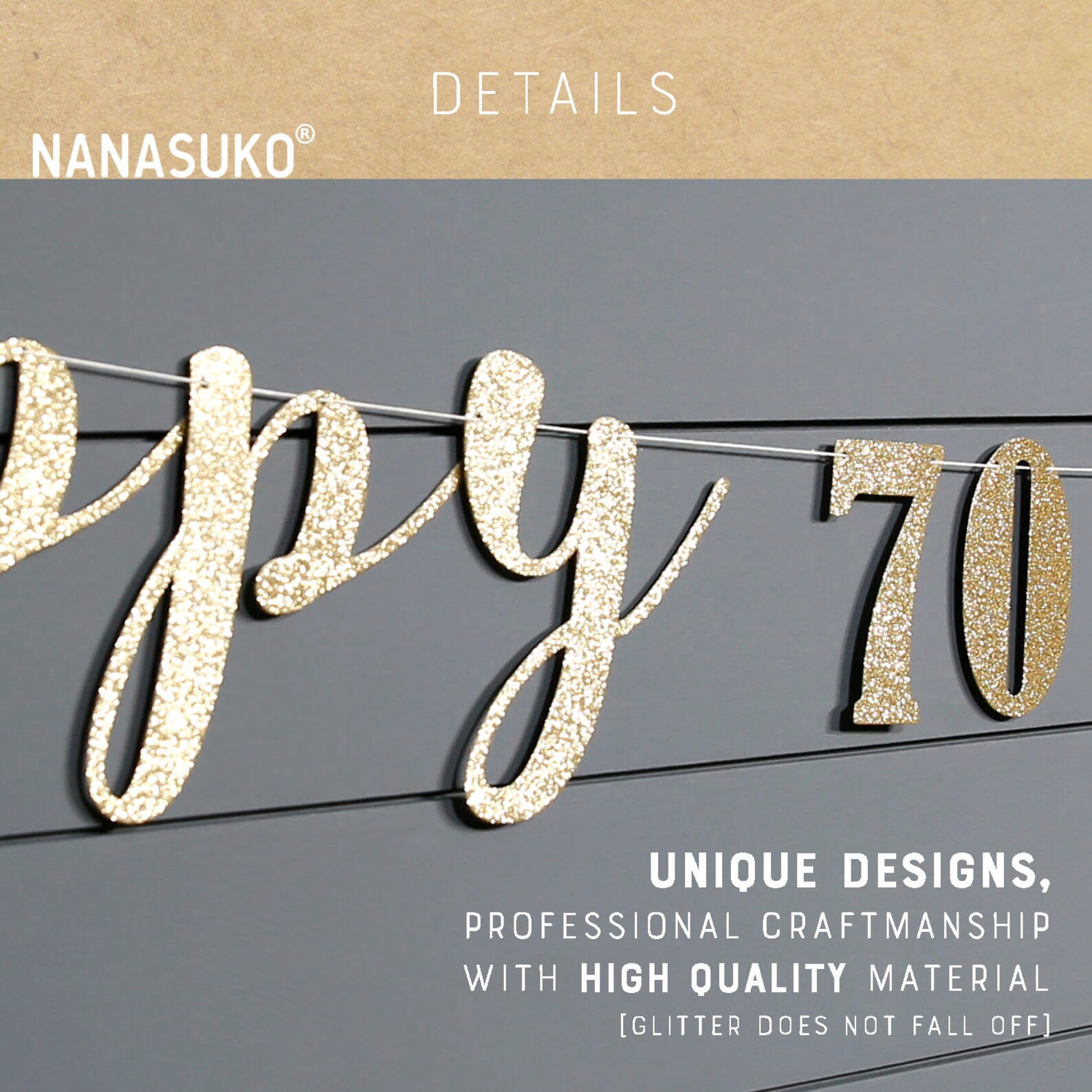 70th Birthday Banner Happy 70th Birthday Glitter Banner - Etsy